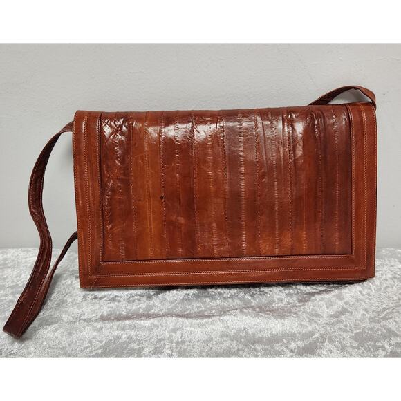 Unknown | Bags | Vintage Brown Genuine Eel Skin Shoulder Handbag | Poshmark